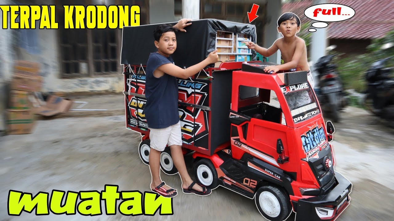 muatan kardus pakai terpal krodong di truk aki dimas dan tes running ...