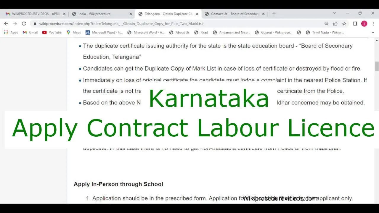 Karnataka - Obtain Contract Labour Licence for Contractor (Online ...