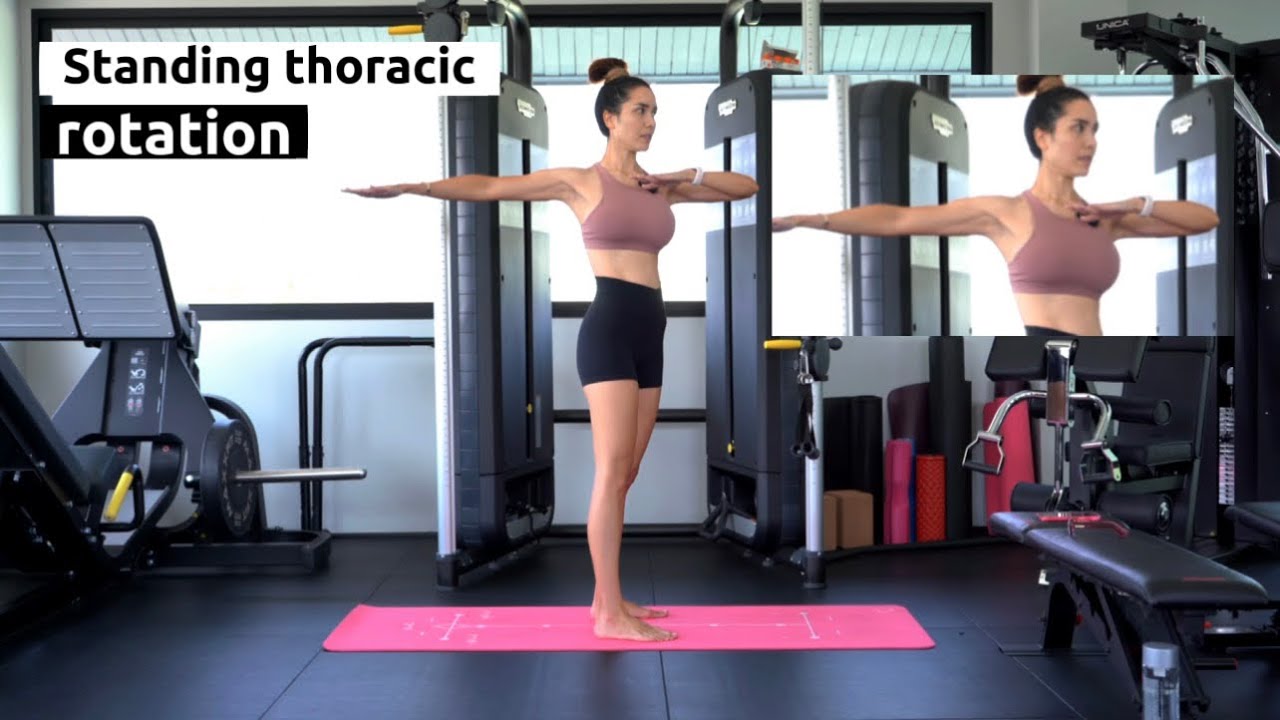 Standing thoracic rotation - YouTube