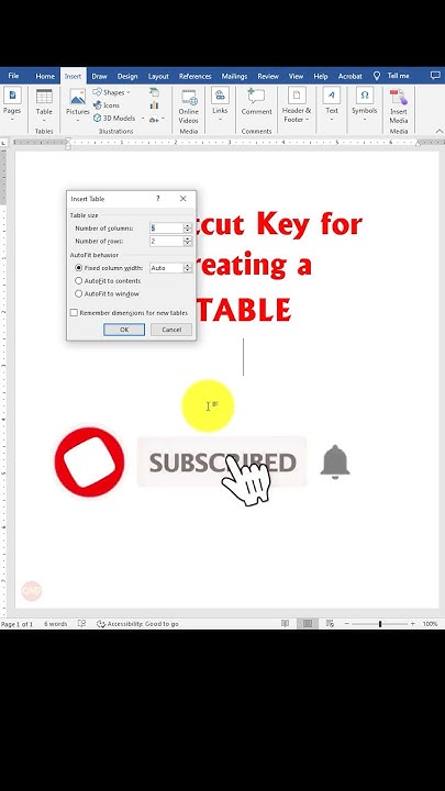 How to Create a Table with Keyboard Shortcuts | @officetec. - YouTube