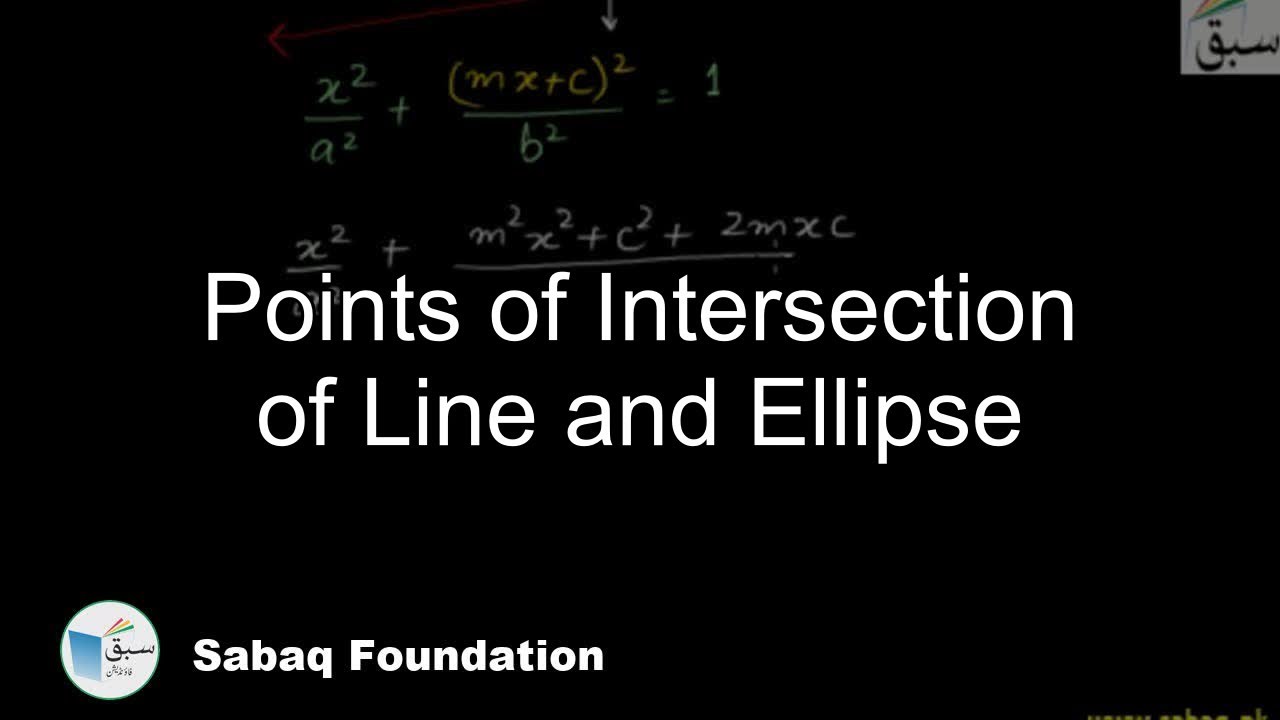 Points of Intersection of Line and Ellipse, Math Lecture | Sabaq.pk ...