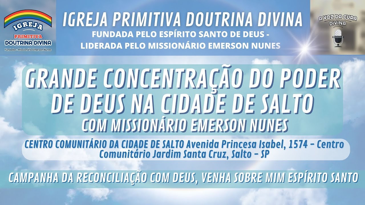 CULTO AO VIVO DIRETO DE SALTO - SP | 11° CAMPANHA RECONCILIAÇÃO COM ...