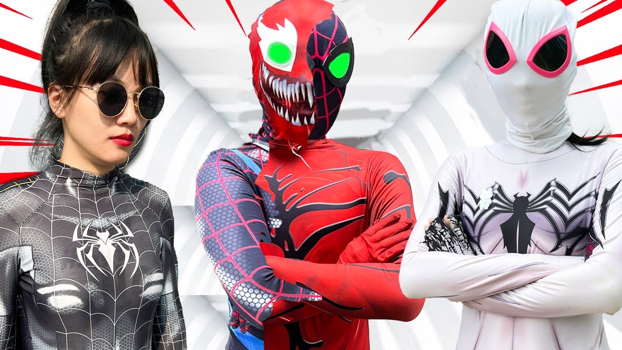 TEAM SPIDER GIRL vs ALIEN SUPERHERO Blue Hero Is a BAD GUY , BAD VENOM ...