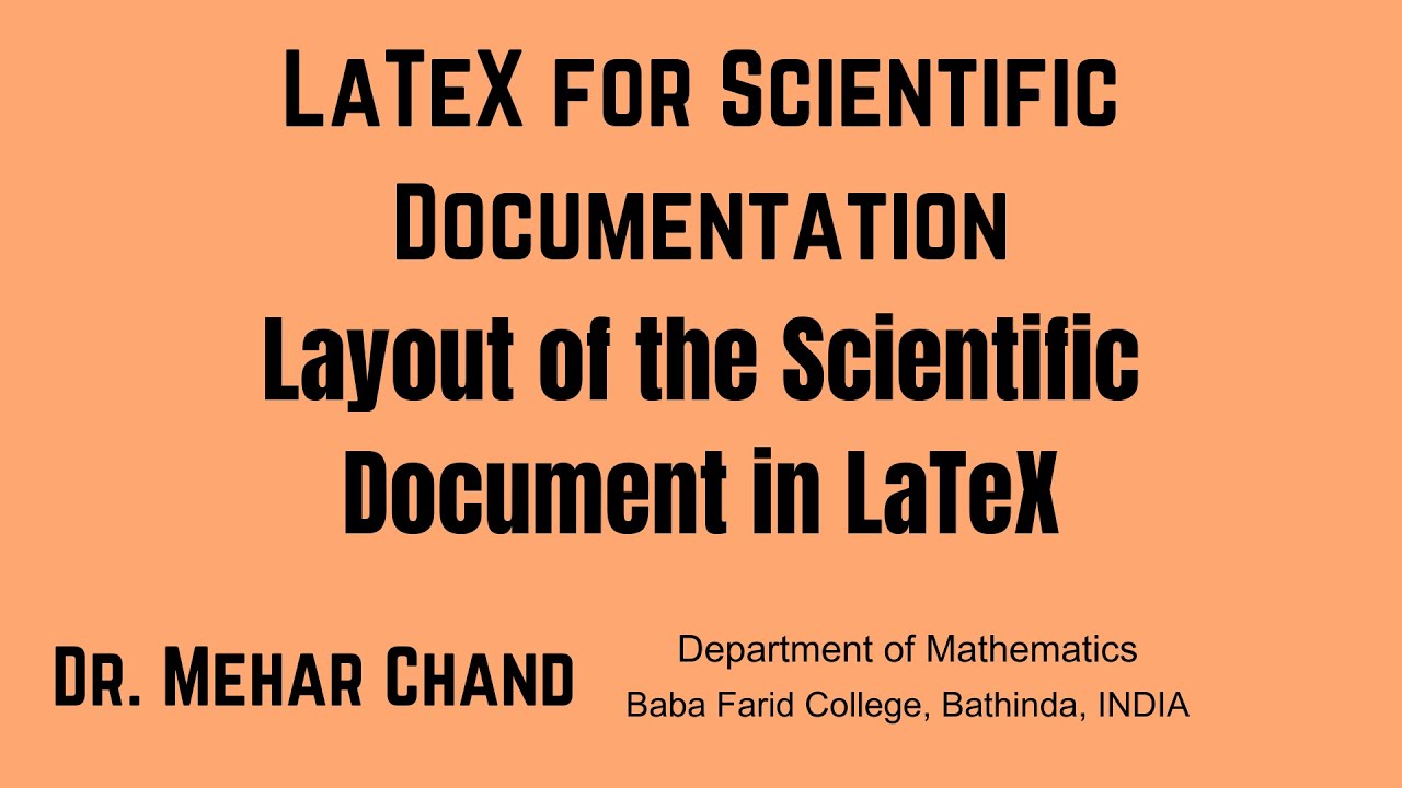 Lecture-6 Layout of the scientific document in LaTeX || Layout of the ...