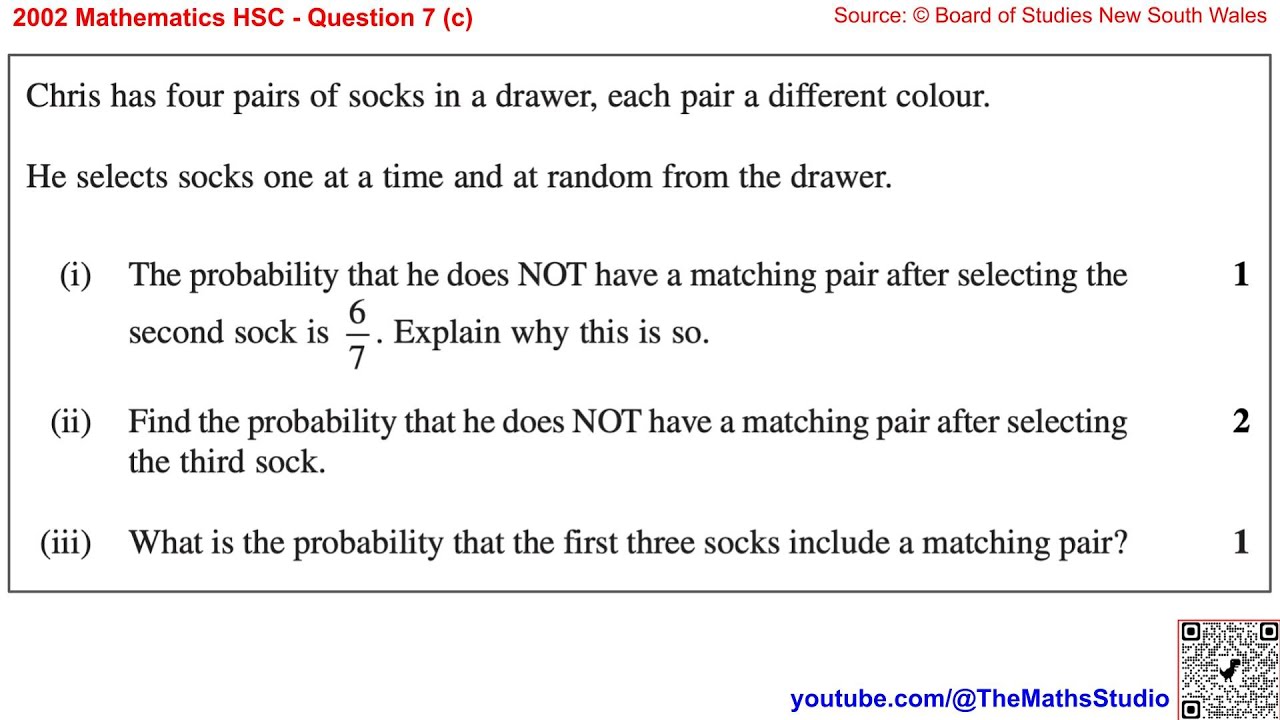 2002 Maths 2u HSC Q7c How to find multi-stage probabilities using ...