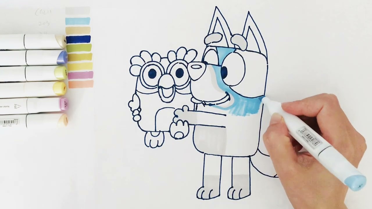 How to Draw Bluey | Chattermax | Hide and Seek | Easy drawing and ...