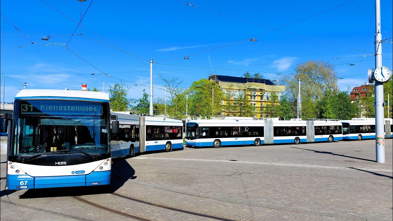 Public Transportation in Switzerland: Scenic Trolleybus Ride in Zurich ...
