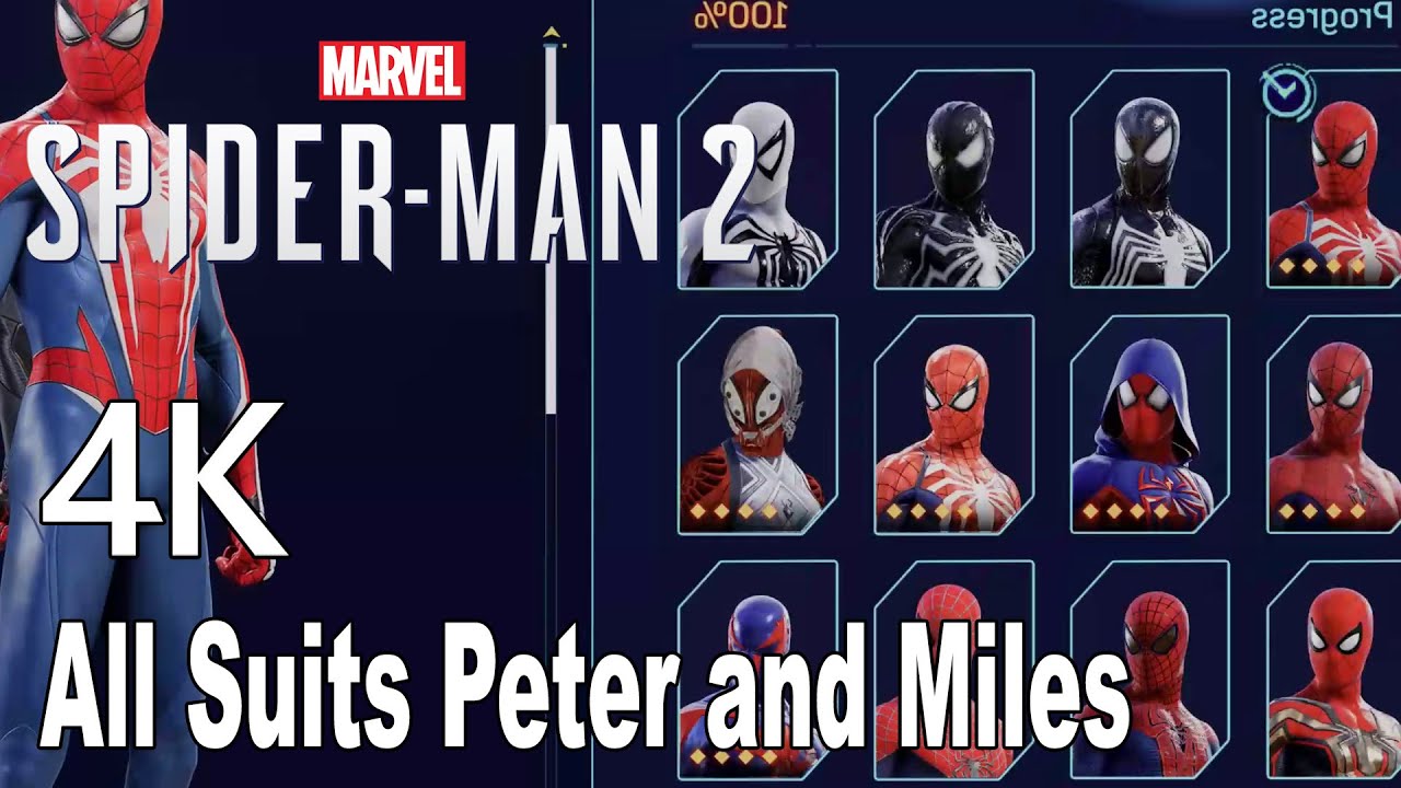Spider-Man 2 PS5 All Spider-Man Suits Peter and Miles 4K - YouTube