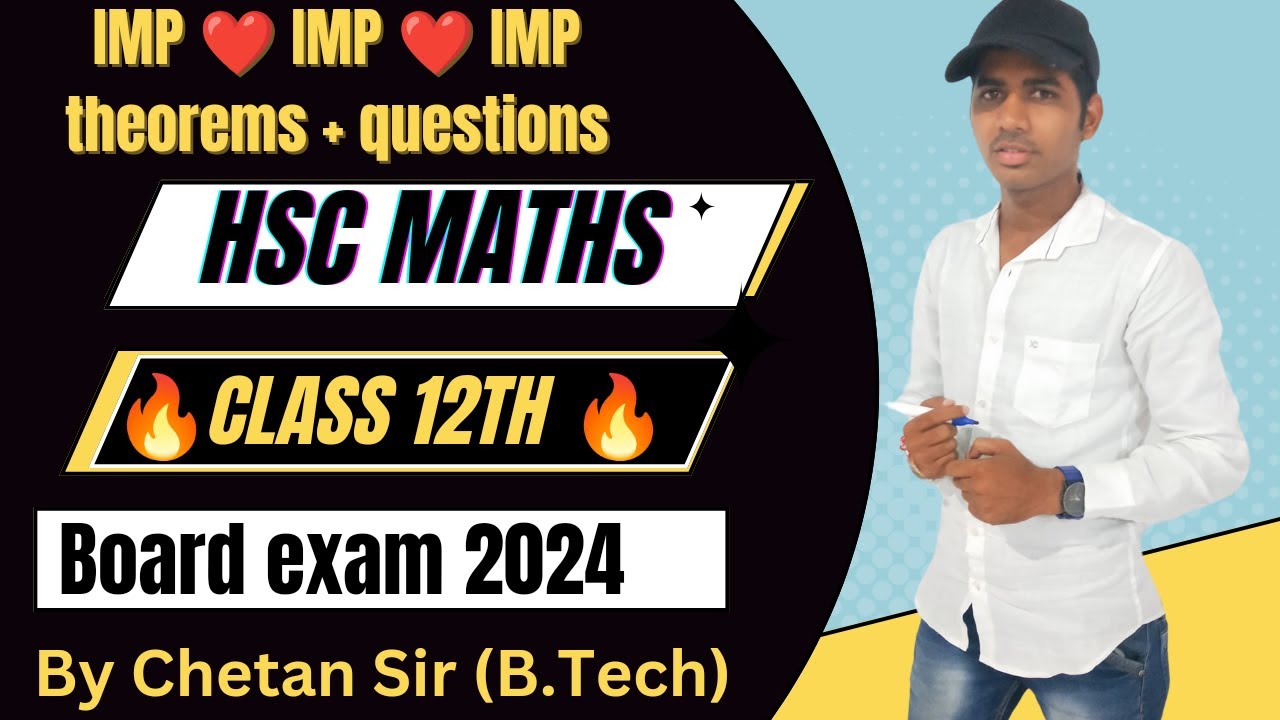 HSC Maths IMP theorems & questions Board 2024 Class 12th Maharashtra board - YouTube