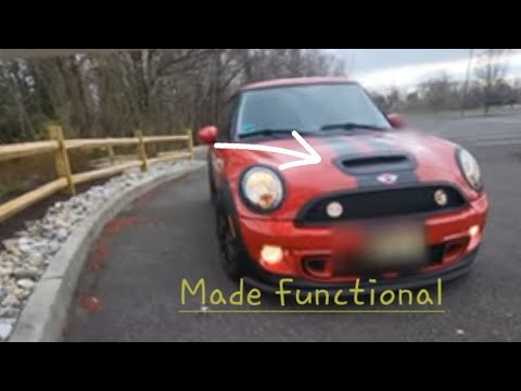 Custom functional hood scoop Mini Cooper S install - YouTube