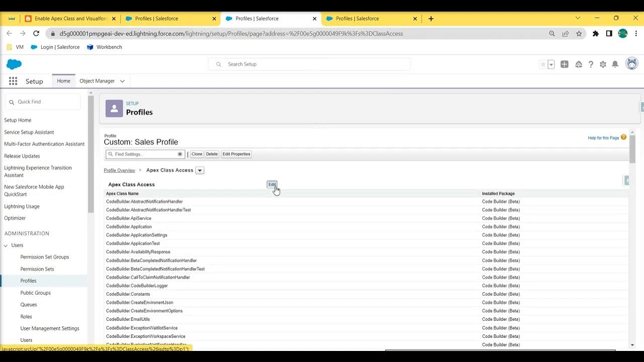 Enable Apex Class and Visualforce Page Access #inSalesforce - YouTube