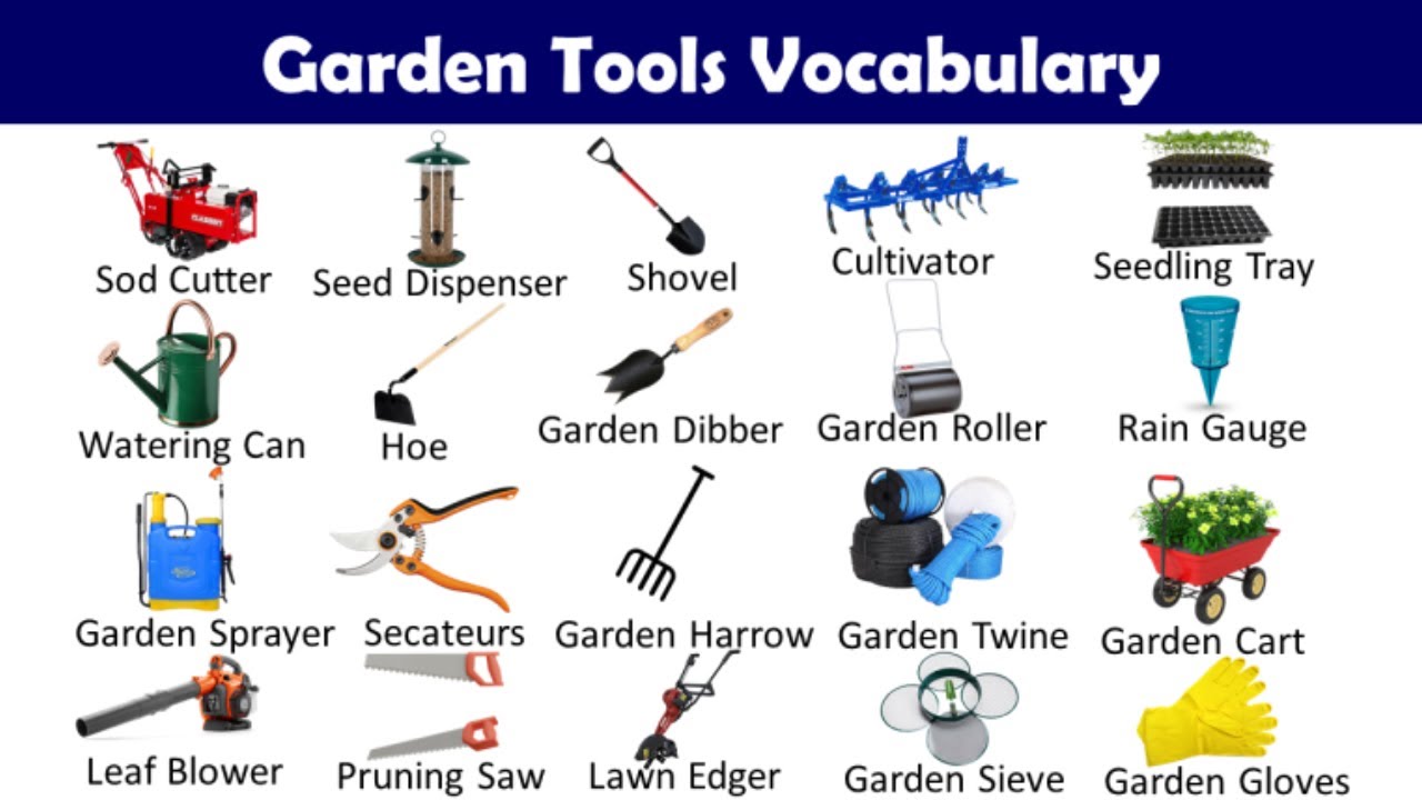 Garden Tools Vocabulary | Garden Tools Name with Pictures in English ...