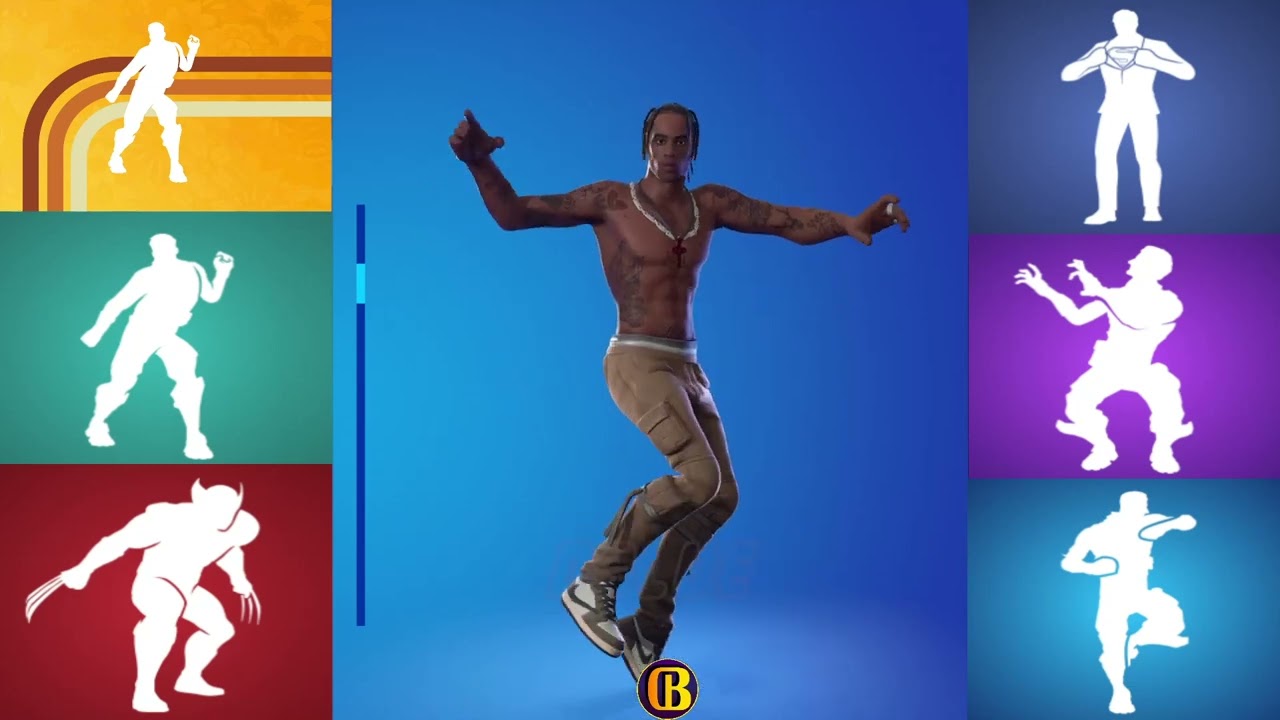 Travis Scott Performs All Emotes & Dances in Fortnite - YouTube