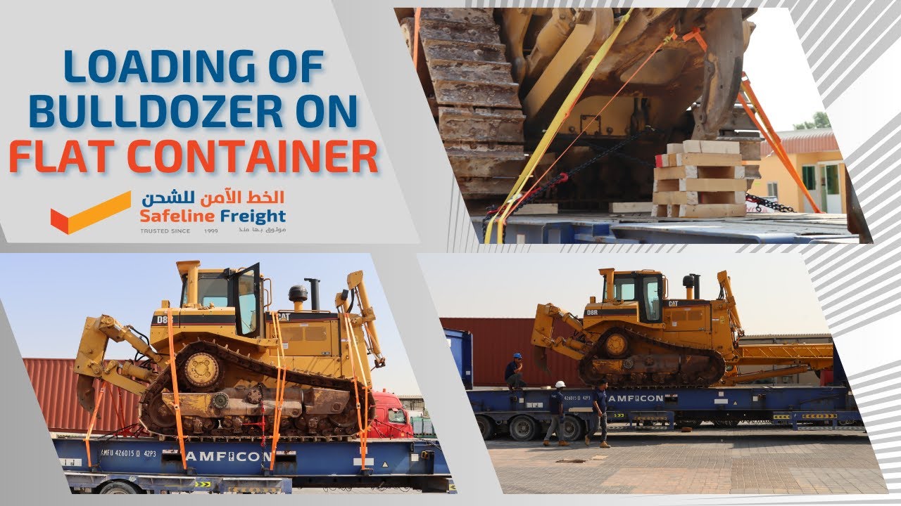 Bulldozer Loading onto an Open Top Container: Precision and Power in ...