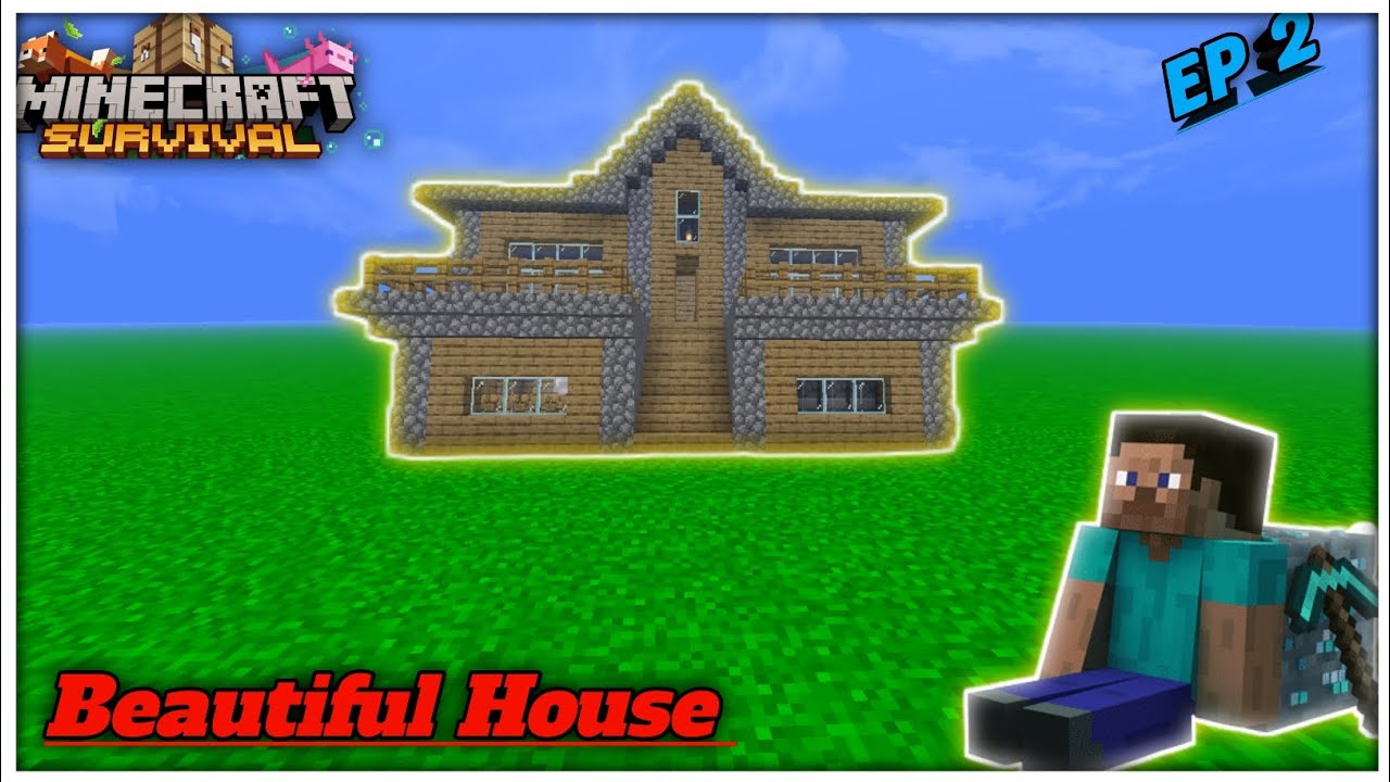 I Build My beautiful House in Minecraft pe Survival series Episode 2 ...