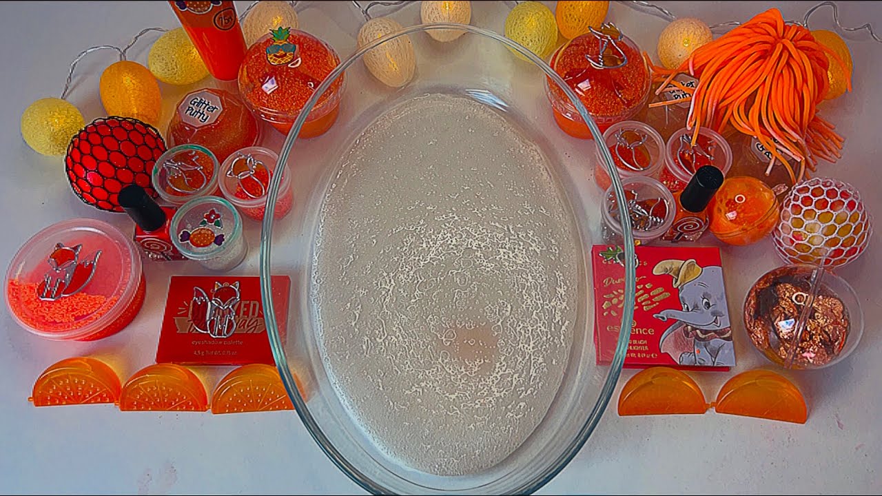 #slime #slimevideo ORANGE SLIME! mixing random with slime🍊 - YouTube