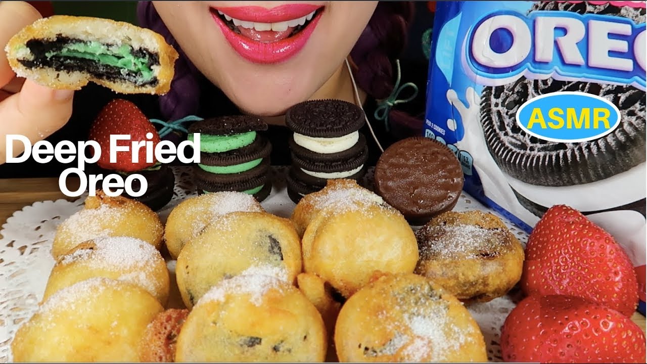 ASMR 오레오 튀김, 오레오 우유 리얼사운드 먹방 |DEEP FRIED OREO +Oreo and Milk EATING ...