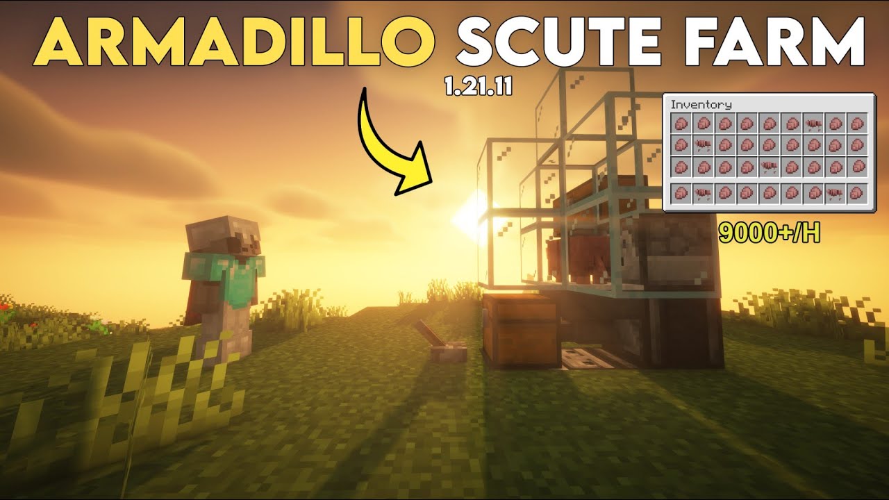 FASTEST 9000+/H Automatic Armadillo Scute Farm! Minecraft 1.21.11 (Java ...