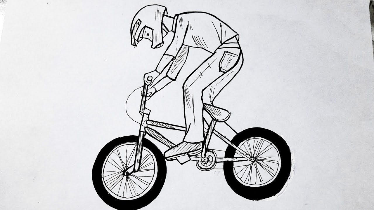How to draw a boy riding bicycle || Easy way to draw a boy with bicycle ...
