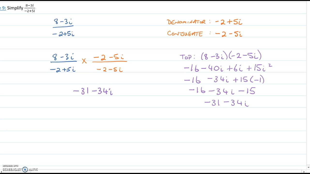 Division Of Complex Numbers Example YouTube Division Of Complex Numbers Example YouTube