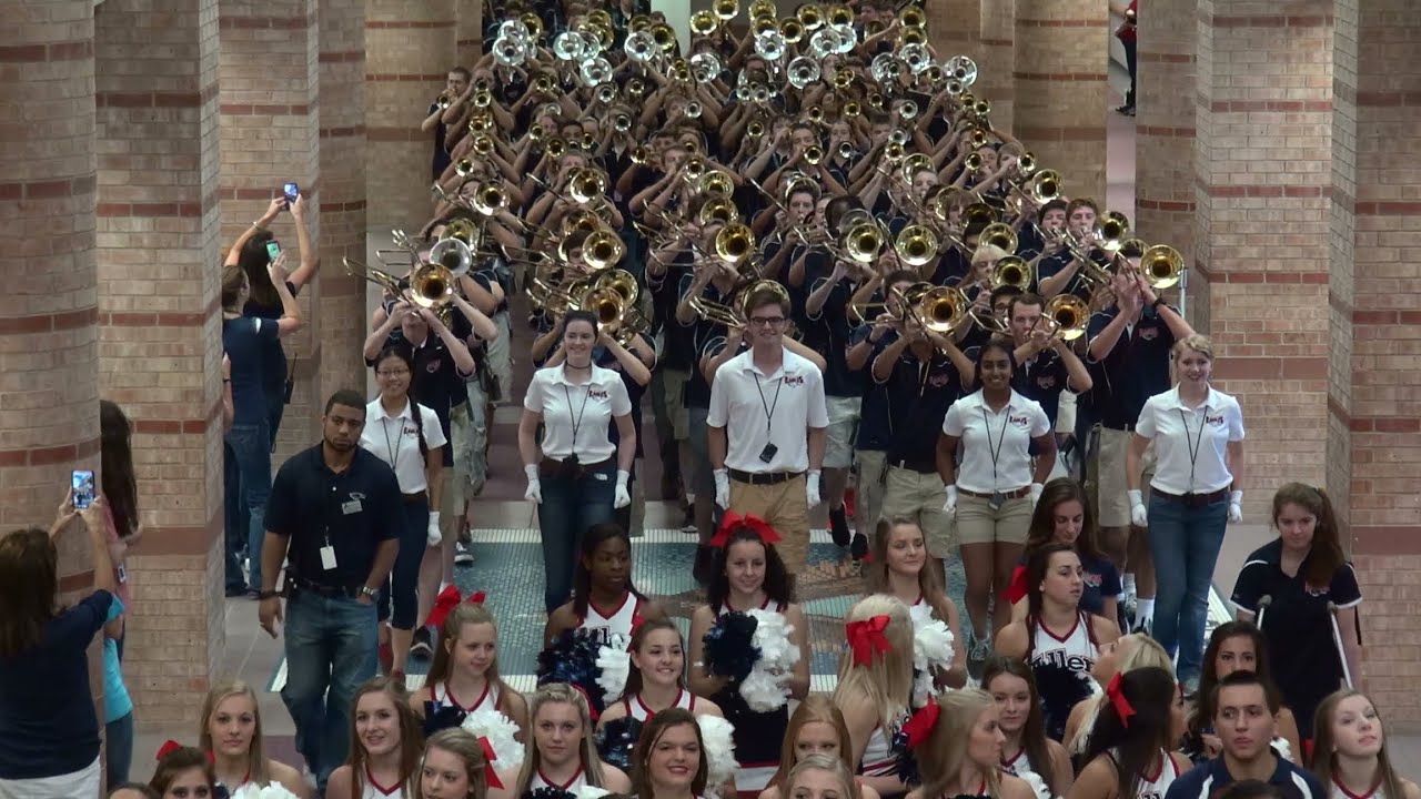 AHS Escadrille Marches Hall for PEP RALLY on 9/11/2015 - YouTube