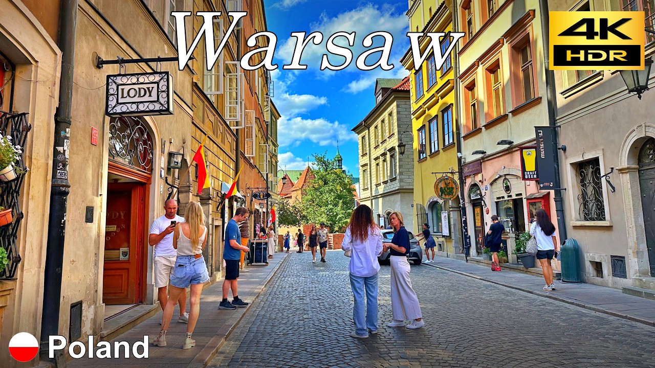 Evening walk in the Old Town of Warsaw, the most popular place for ...