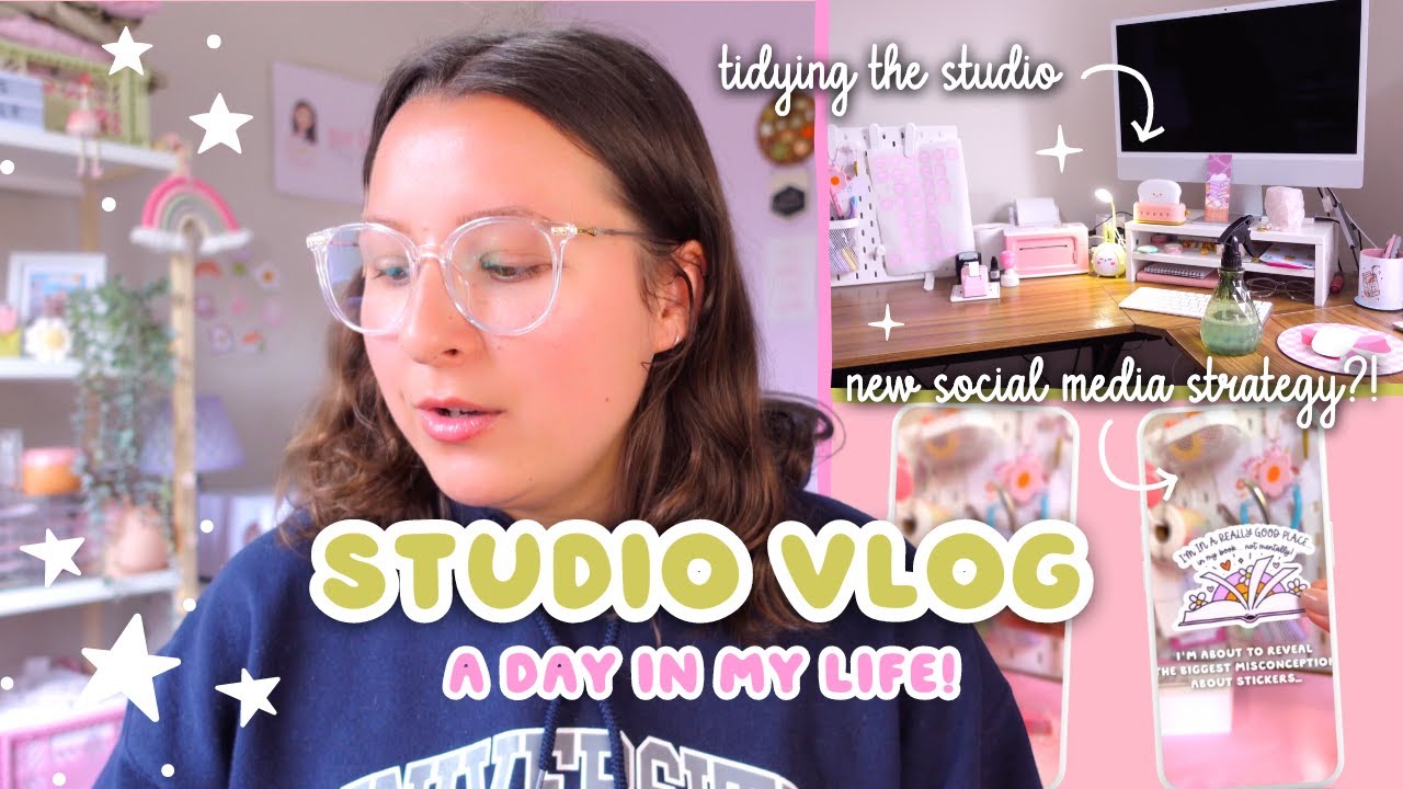 STUDIO VLOG 🌸 tidying the studio, working on a new social media ...
