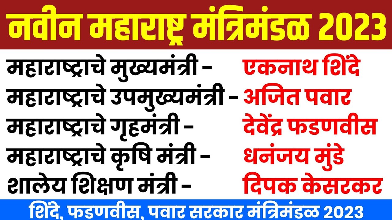 महाराष्ट्र राज्य नवीन मंत्रिमंडळ 2023 | Maharashtra Rajya Navin ...