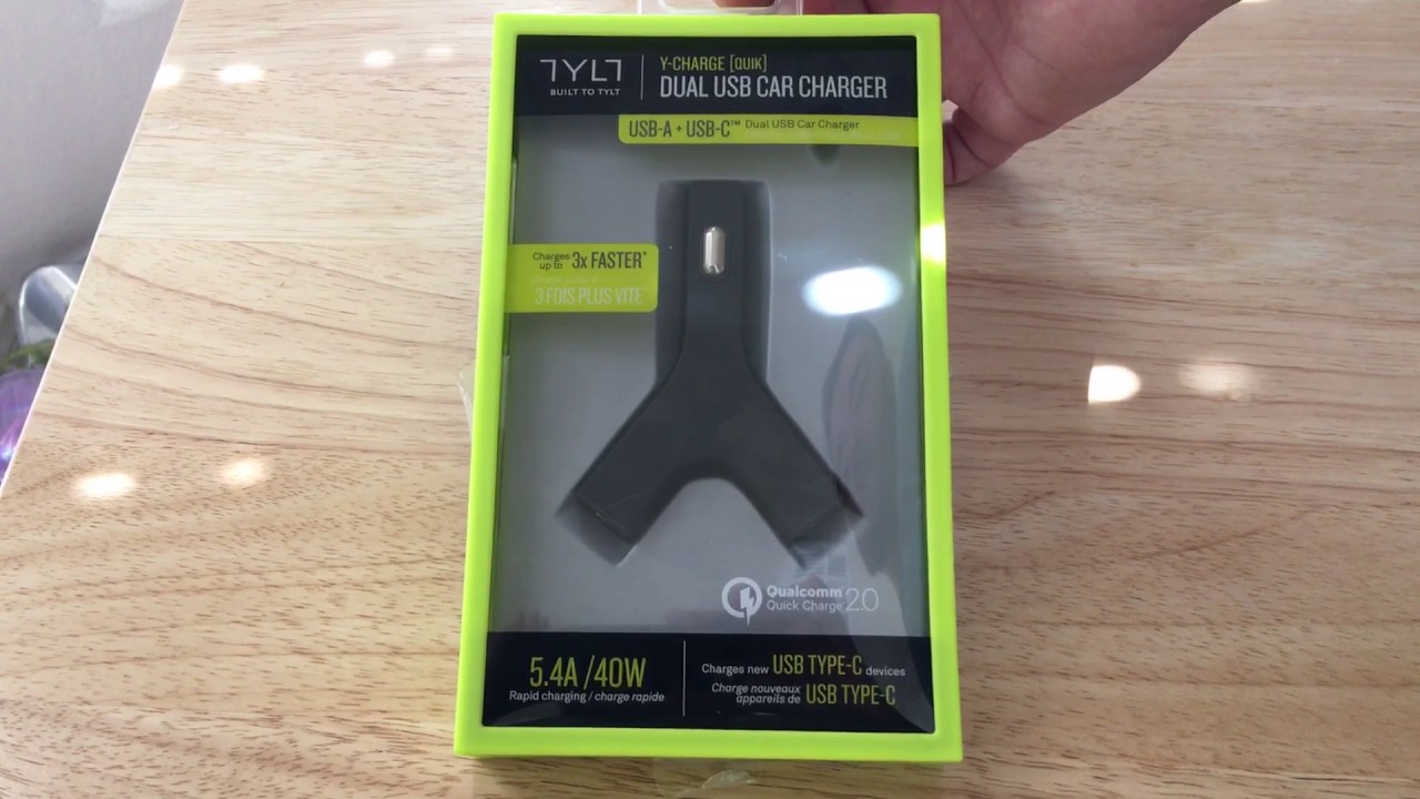 Dual USB Type-C QC 2 Car Charger From TYLT Unboxing 7-6-17 - YouTube