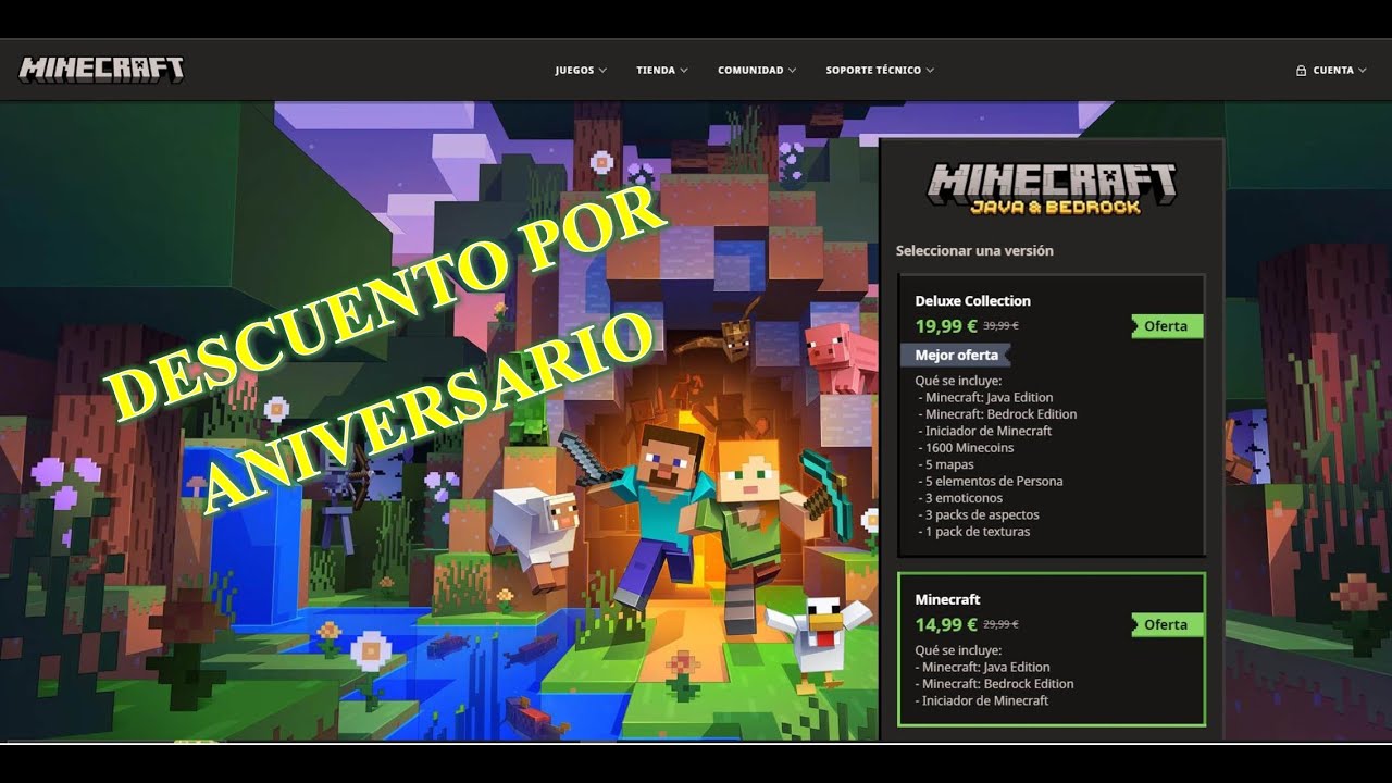 COMO COMPRAR MINECRAFT PREMIUM 2024- DESCUENTO POR ANIVERSARIO - YouTube