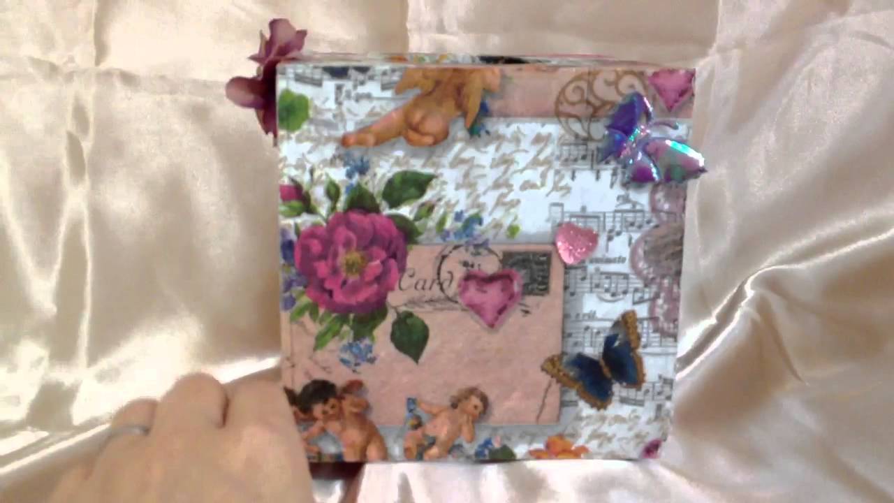 Decoupage tissue box with tissue napkin - YouTube