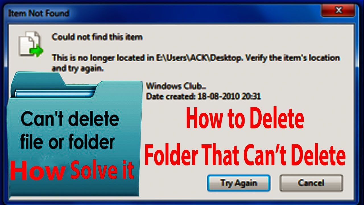 How to delete a folder that can not delete ।। যে ফোল্ডারটি মুছতে পারেন ...