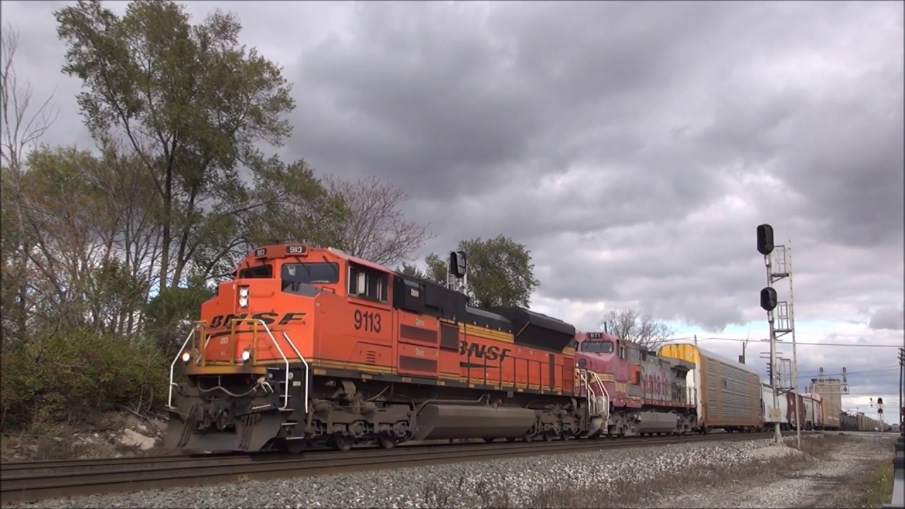 NS Manifest with BNSF 9113 & 671 (Snata Fe) - YouTube