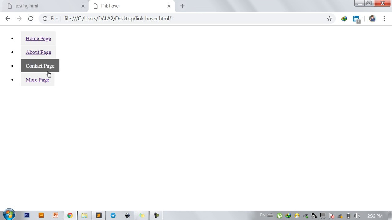HTML&CSS | How to active click mouse navbar with color and background ...