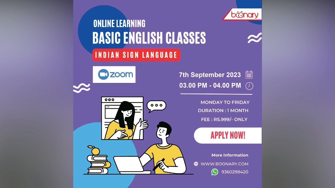 Online Zoom English Class for Deaf | ISL tutor | Starts Sep 7 | 1 month ...