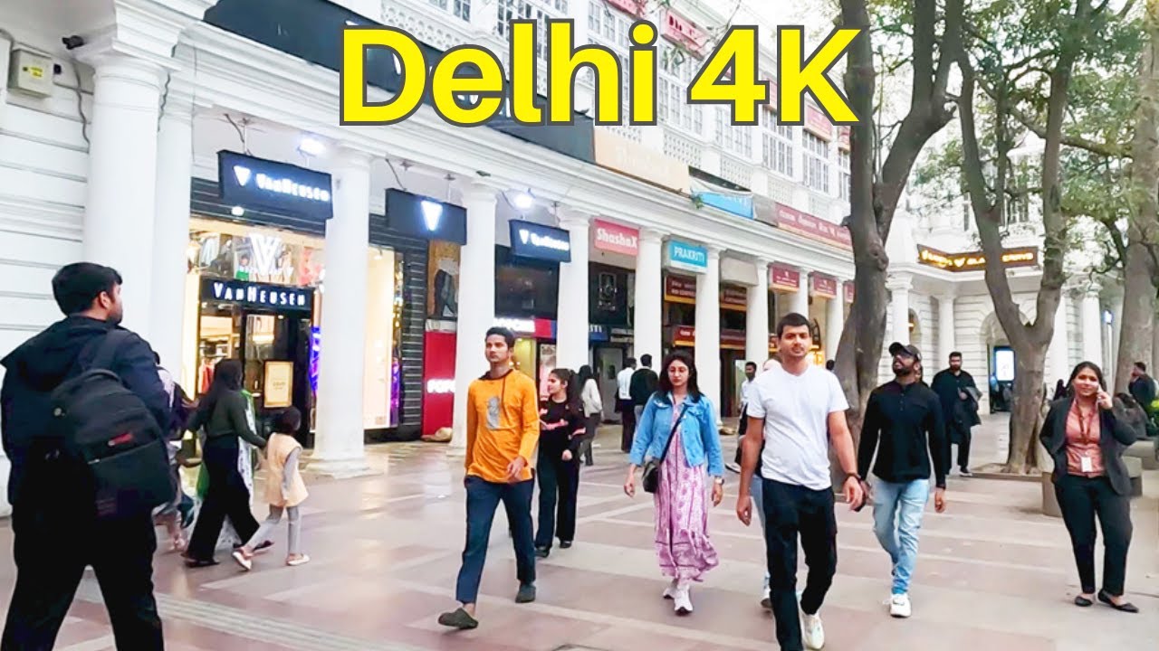 Delhi India 4K | Walking Around Connaught Place | Scenic City Tour 4K ...