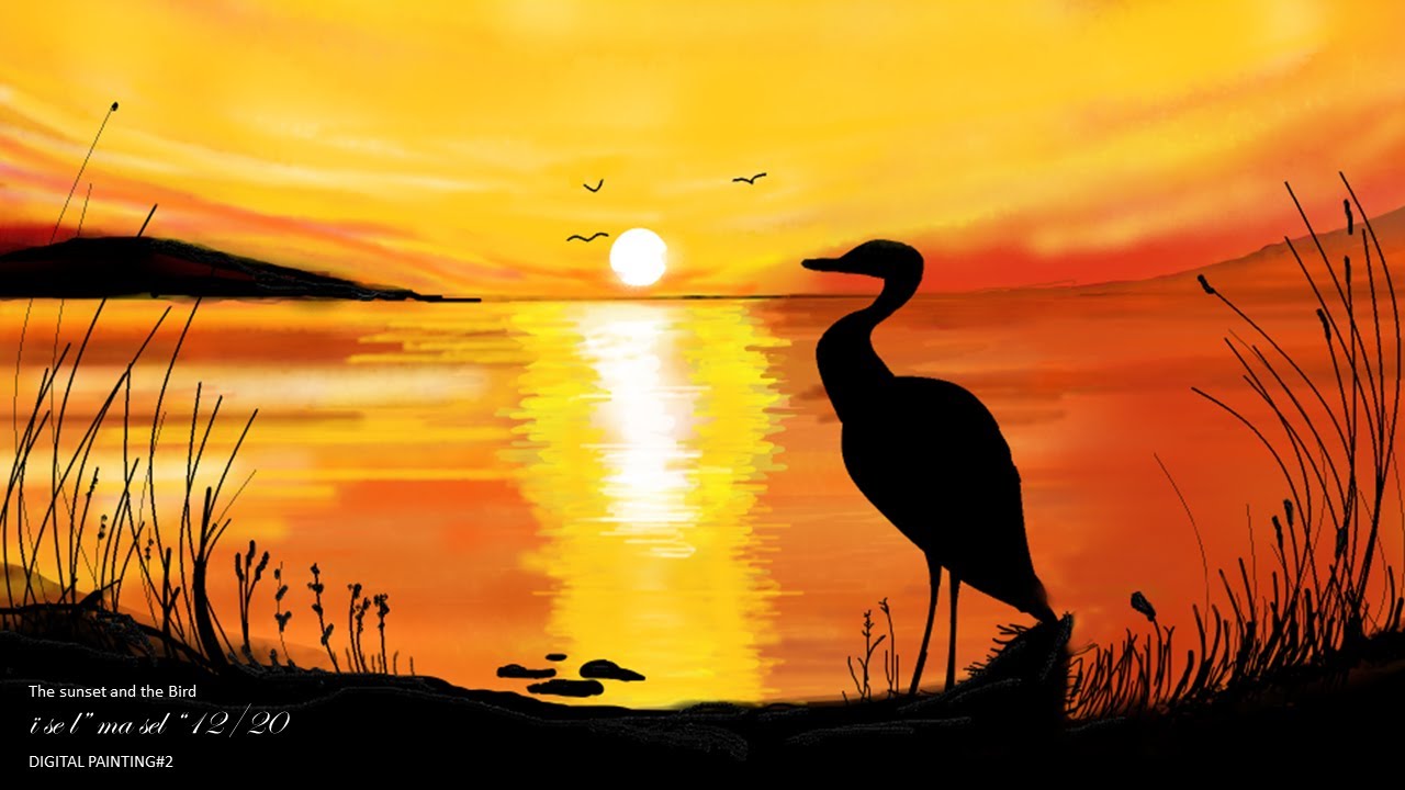 How to Paint the Sunset and Bird in Paint 3D - YouTube