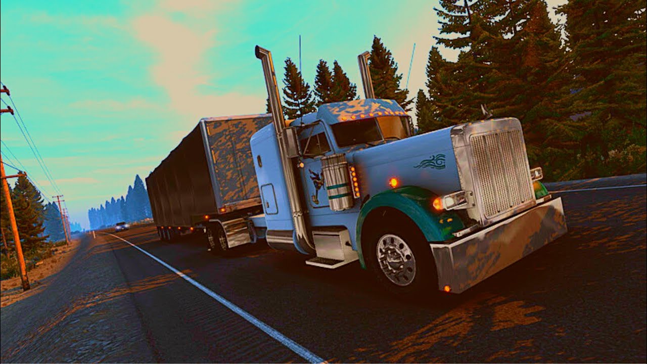 American Truck Simulator -Stretched Peterbilt 379 Medford to Bend OR ...