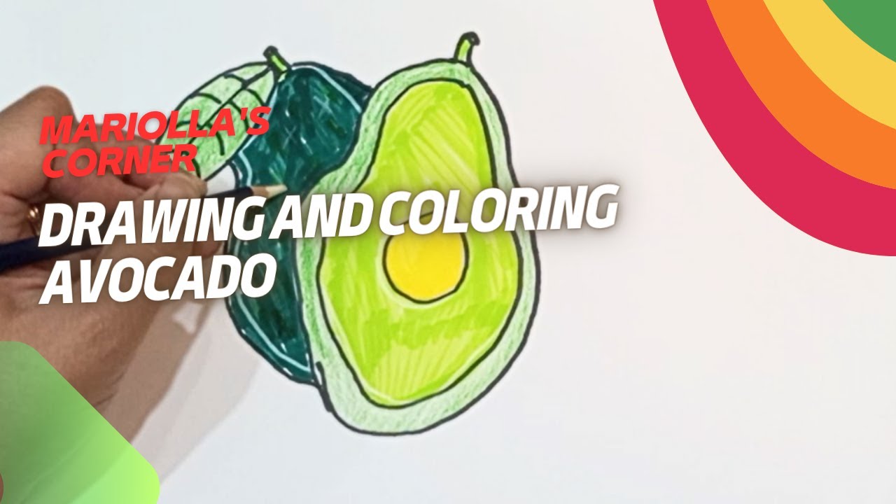 How to draw Avocado | easy drawing and coloring for toddlers and kids ...