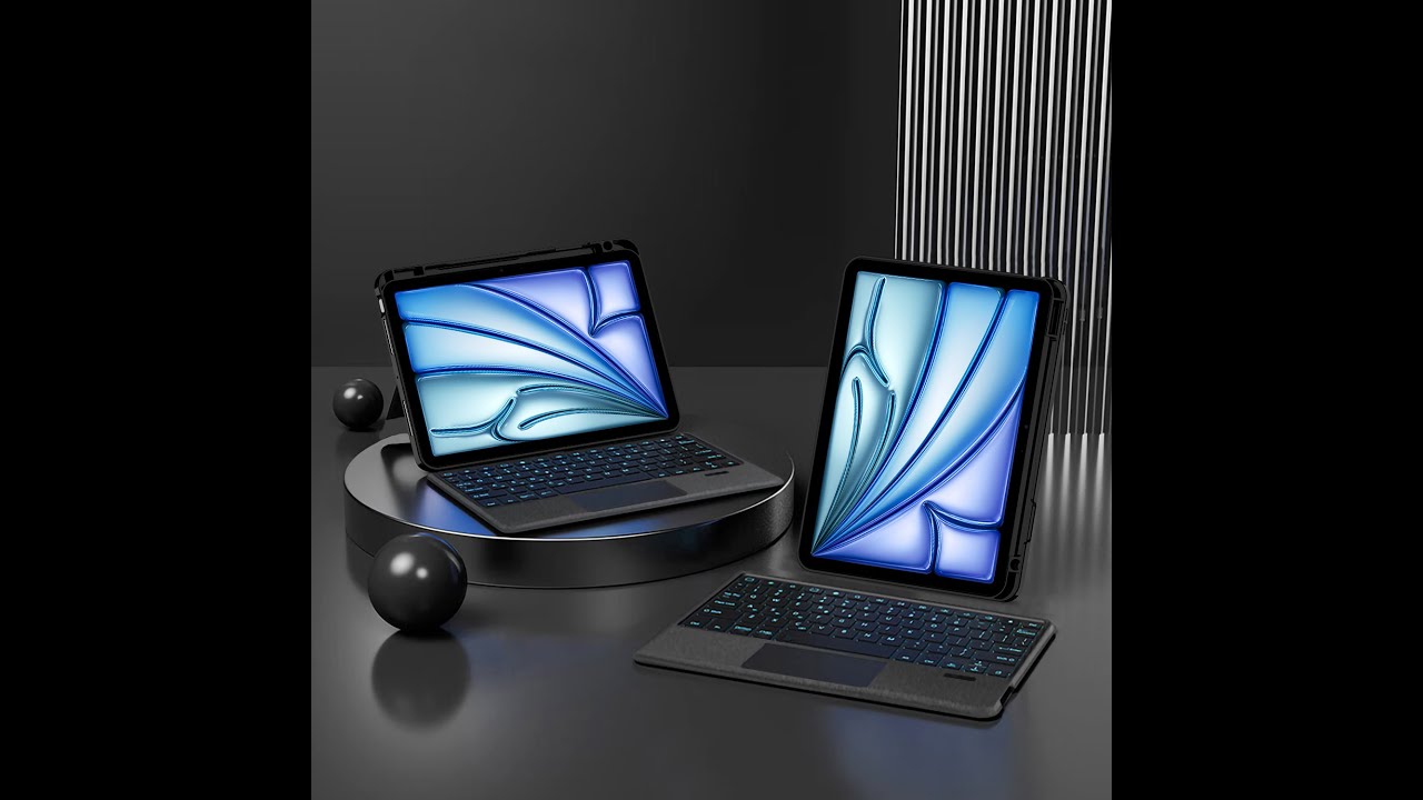 AJIUYU Horizontal Vertical Touchpad Backlit Keyboard iPad Air 4 Case ...