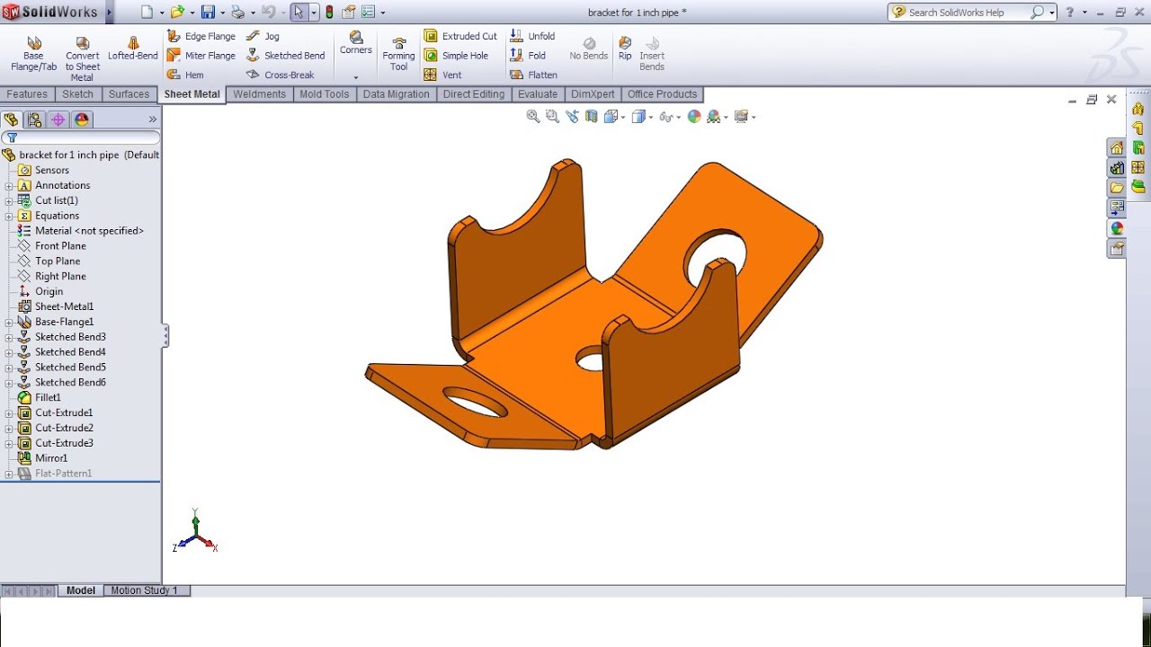 SOLIDWORKS LEARNING TUTORIAL - 2 SHEET METAL BRACKET IN EASY STEPS ...