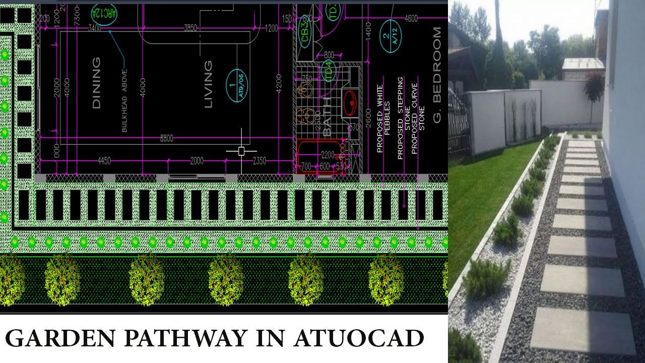 AUTOCAD GARDEN PATHWAY DESIGN IN AUTOCAD-DRAWINGS SOLUTION - YouTube