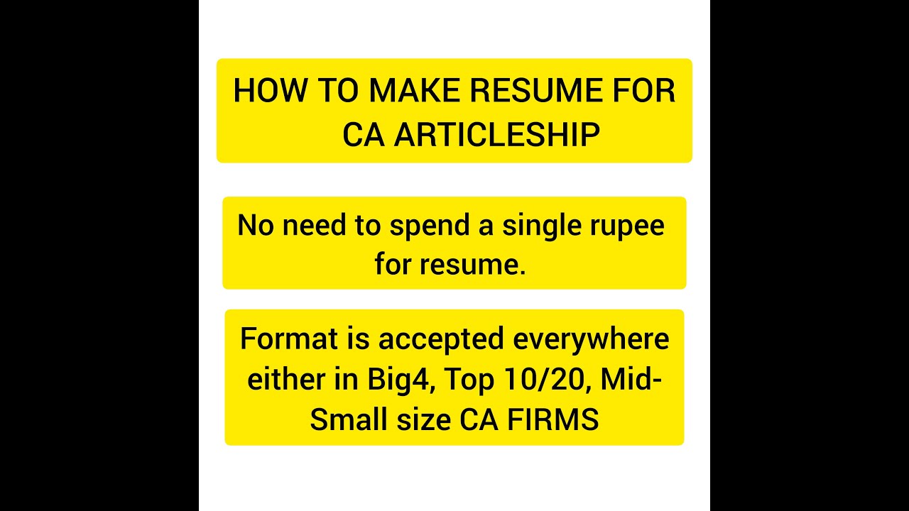 How to make Resume for CA Articleship #resume #articleship #icai #ey # ...