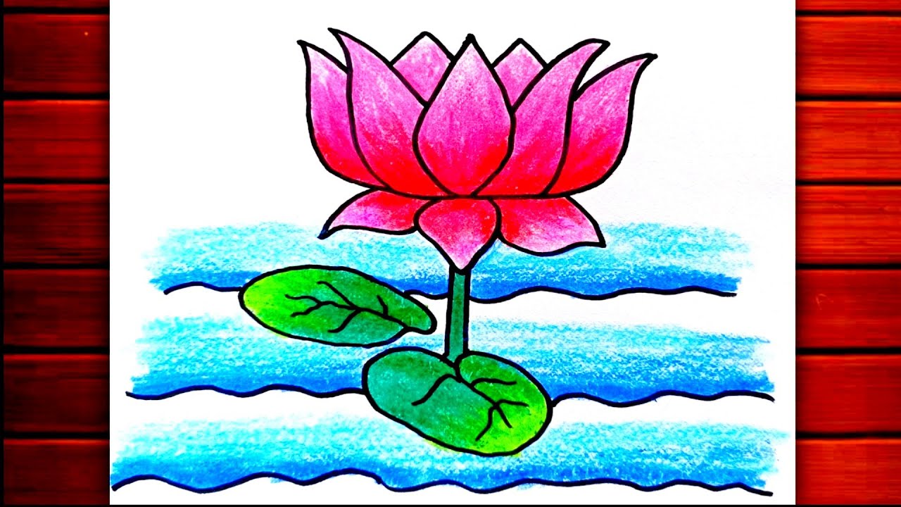 Lotus Drawing || How to draw lotus || Lotus drawing with leafs || Lotus ...