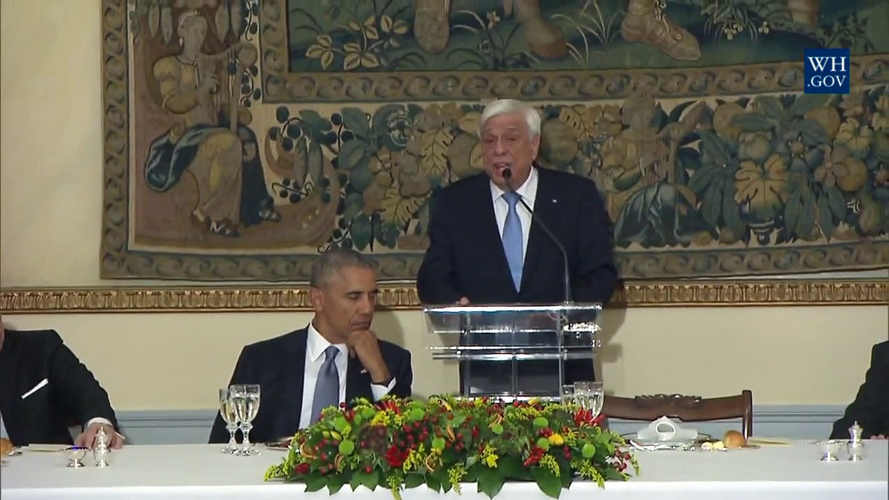 President Obama and President Pavlopoulos Toast - YouTube