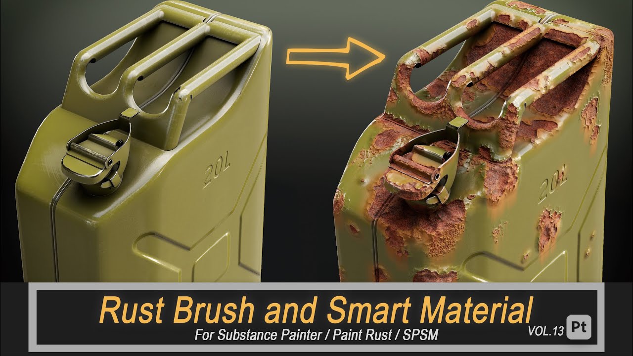 Substance Painter Metal Rust Effect Smart Material and Brush - YouTube