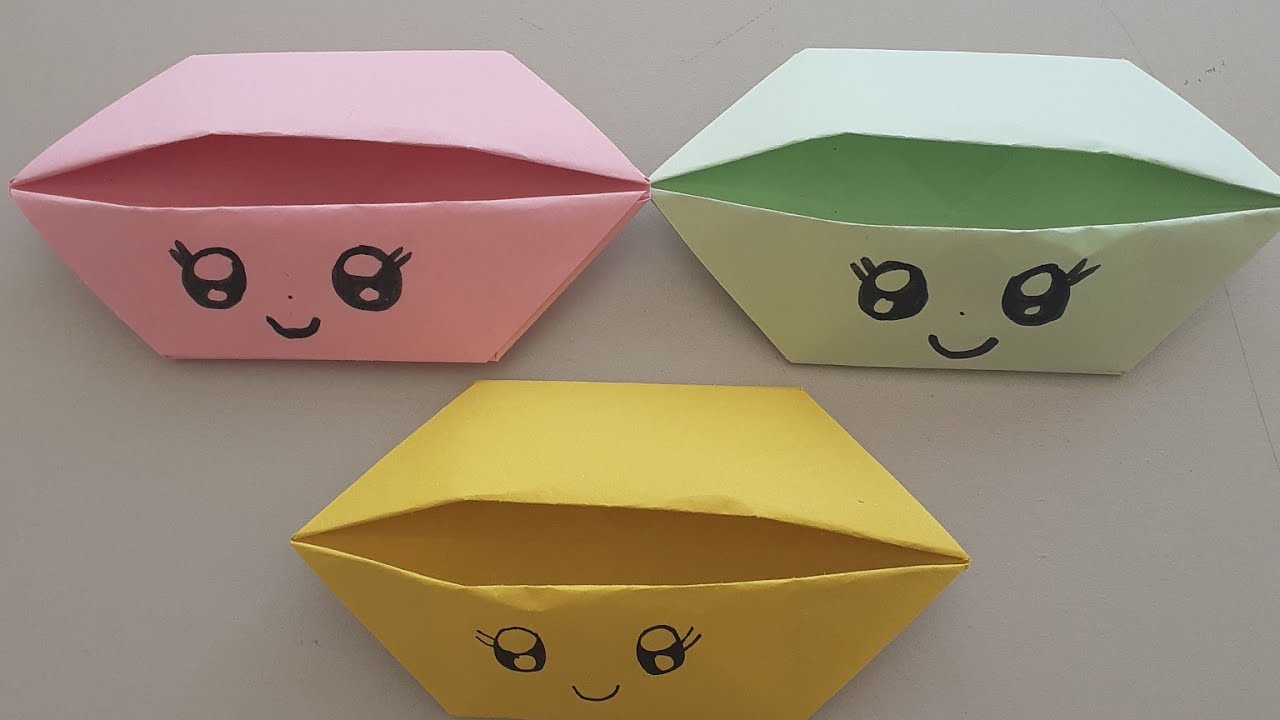 Origami Kolay Minik Kalem Kutu Yapımı | Kağıttan Minik Kalem Kutu ...