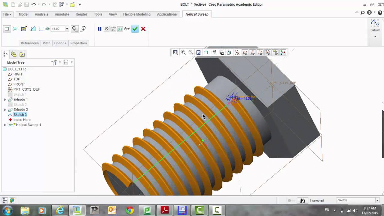 14 1 Creo Parametric Bolt 2 - YouTube