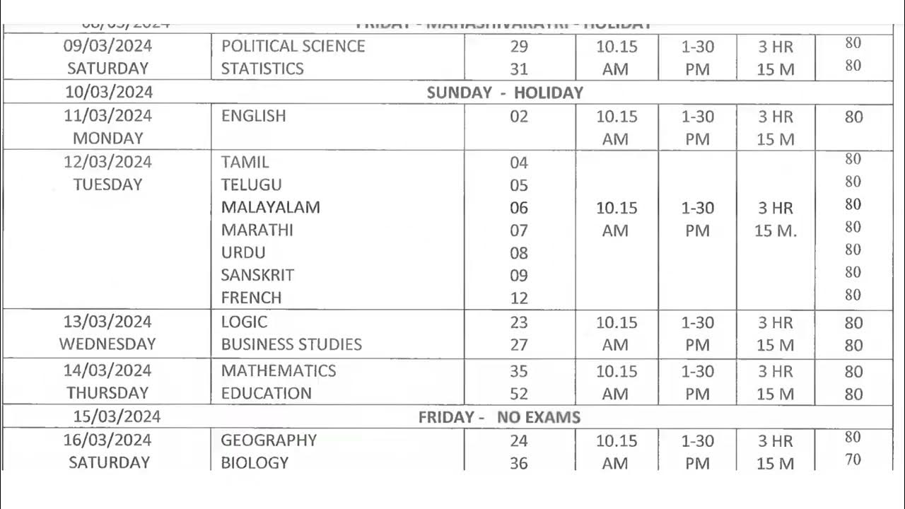 2nd puc examination tentative exam time table March 2024 - YouTube