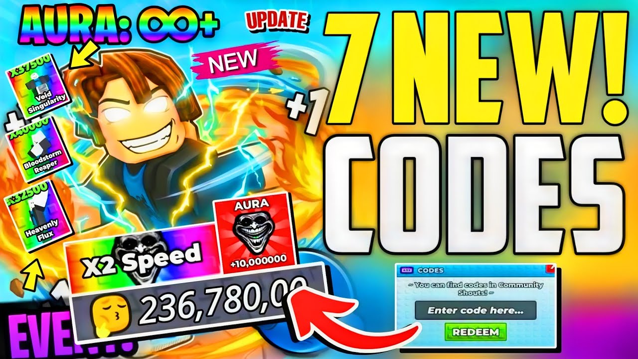 ⚠️UPDATE 7!⚡[CODES]⚠️+1 AURA SPEED ESCAPE ROBLOX CODES 2026 - +1 ASE ...
